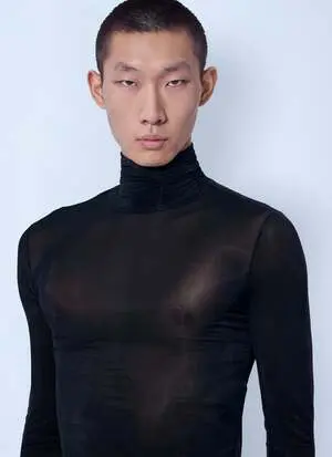 Saint Laurent Sheer Turtleneck Top
