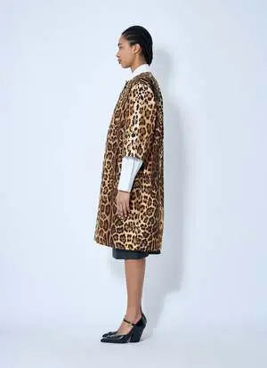 Prada Single-breasted Leopard Print Drill Coat