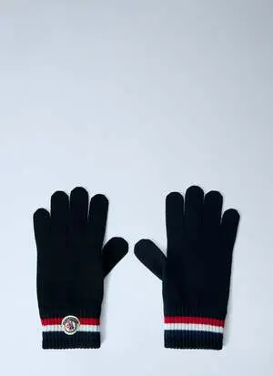 Moncler Knit Gloves With Logo Patch