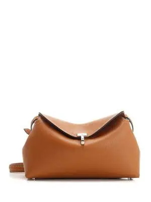 TOTEME Toteme Women T-Lock Leather Clutch Bark Brown