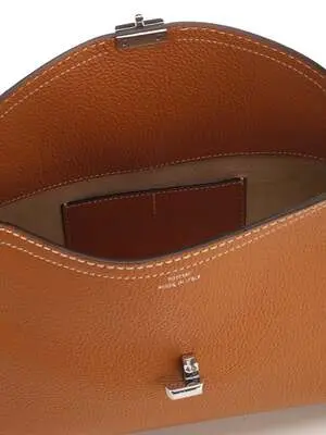 TOTEME T-lock Leather Clutch Bark - Brown