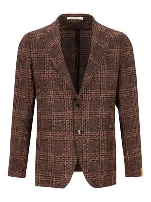 Tagliatore Wool And Silk Prince Of Wales Blazer - Brown