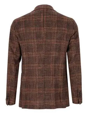 Tagliatore Wool And Silk Prince Of Wales Blazer - Brown