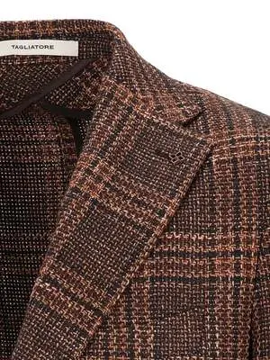 Tagliatore Wool And Silk Prince Of Wales Blazer - Brown