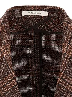 Tagliatore Wool And Silk Prince Of Wales Blazer - Brown