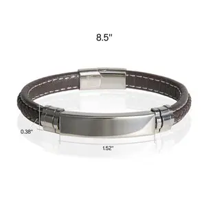 Lucky Brand Microfiber Leather And Stainless Steel Id Bracelet For Men8.5