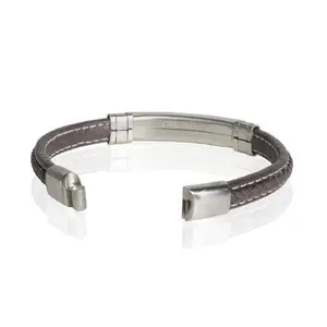 Lucky Brand Microfiber Leather And Stainless Steel Id Bracelet For Men8.5