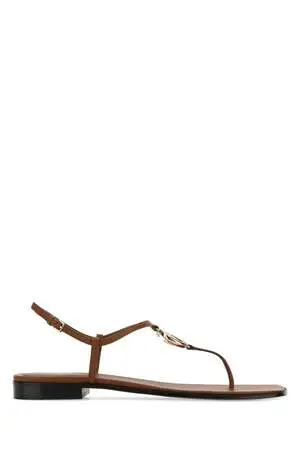 Gucci Caramel Leather Thong Sandals