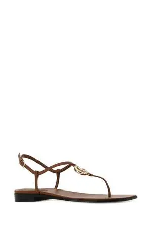 Gucci Caramel Leather Thong Sandals