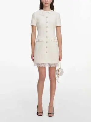 SELF-PORTRAIT Boucle Lace Trim Mini Dress