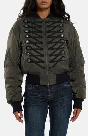 JADED LONDON Military Detail Bomber Jacket - Brown