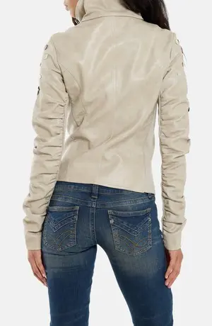 JADED LONDON Button-decorated Faux Leather Fitted Jacket