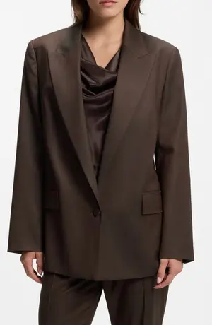 BOSS Jemmala Virgin Wool Blazer - Mole Shine