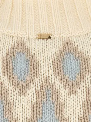 Herno Wool Blend Roll-neck Jumper With Abstract Jacquard Pattern - Milk