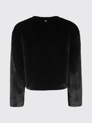 DUNO Crew Neck Faux Fur Jacket With Patch Pockets