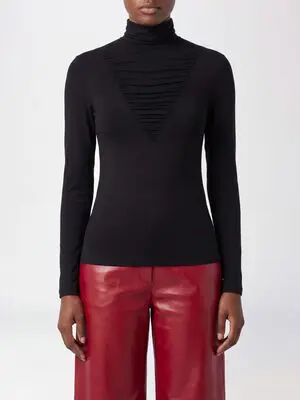 NISSA Slim Fit Turtleneck Jumper In A Lyocell And Wool Knit Blend - Black