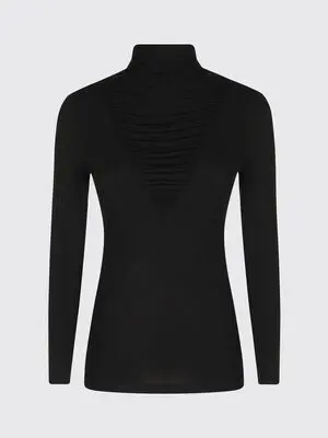 NISSA Slim Fit Turtleneck Jumper In A Lyocell And Wool Knit Blend - Black