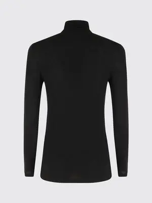 NISSA Slim Fit Turtleneck Jumper In A Lyocell And Wool Knit Blend - Black