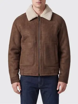 SALVATORE SANTORO Suede Short Coat With Shearling Collar - Coffee