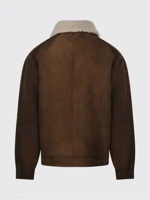 SALVATORE SANTORO Suede Short Coat With Shearling Collar
