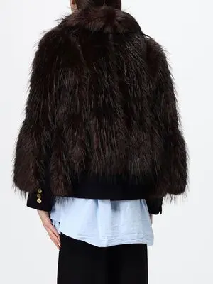 Sacai Faux Fur And Wool Jacket With Shawl Collar