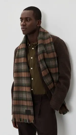 Vince Brushed Merino Bateman Plaid Scarf