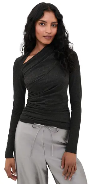 Enza Costa Lurex Jersey Slash Top