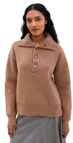 AMI Paris High Buttoned Collar Sweater