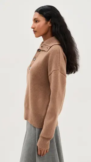 AMI Paris High Buttoned Collar Sweater