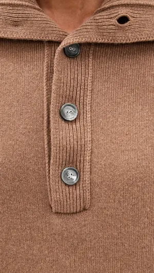 AMI Paris High Buttoned Collar Sweater