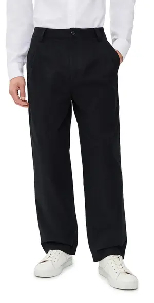 AARON LEVINE Double Pleated Workwear Pants - Black