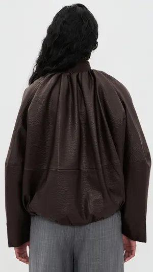 MEIMEIJ Blouson Cinched Bottom Sustainable Bubble Faux Leather Jacket