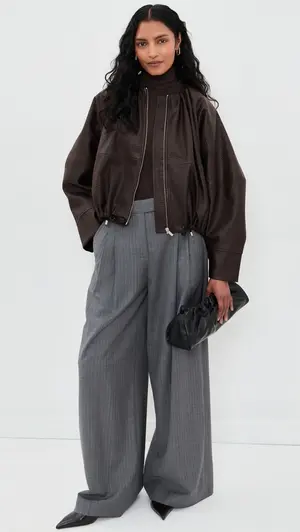 MEIMEIJ Blouson Cinched Bottom Sustainable Bubble Faux Leather Jacket