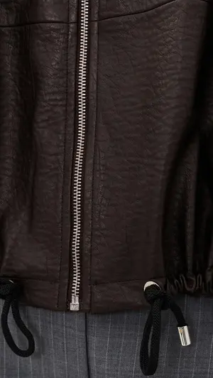 MEIMEIJ Blouson Cinched Bottom Sustainable Bubble Faux Leather Jacket