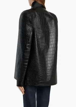 Khaite Sadie Coat In Croc-embossed Leather