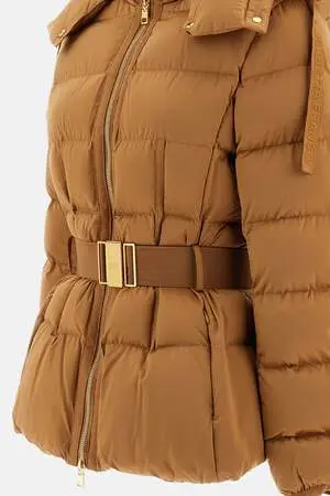 Elisabetta Franchi Giacca Imbottita Con Cintura - Beige