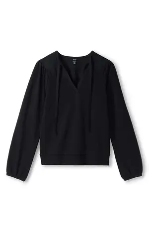 HATLEY Cotton Jersey V-neck Top - Caviar