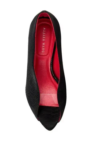 AZALEA WANG Nicoleta Snakeskin Embossed Wedge Pump