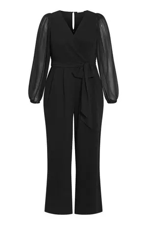 City Chic Sheer Sleeve Jumpsuit