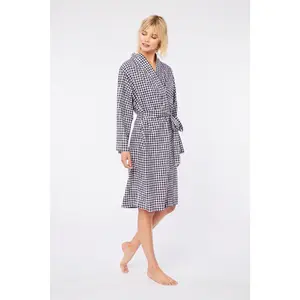THE CAT'S PAJAMAS Pima Cotton Wrap Robe - Gingham