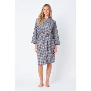 THE CAT'S PAJAMAS Pima Cotton Wrap Robe - Gingham