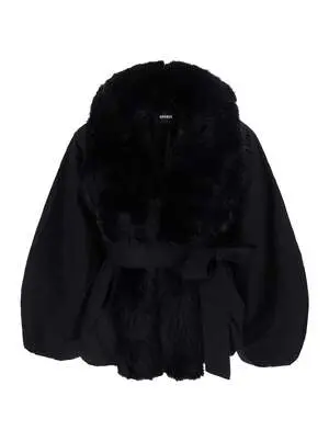 ROTATE BY BIRGER CHRISTENSEN Jacket With Faux Fur Collar And Black Tech Fabric - Multicolor