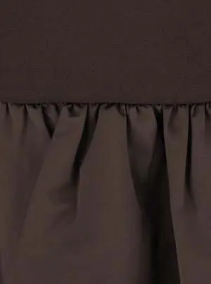 ROTATE BY BIRGER CHRISTENSEN Mini Peplum Dress With Short Sleeves And Tech Fabric Brown