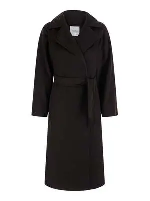 Max Mara Manuela' Brown Coat With Wide Notched Revers And Waist Belt In Wool For - Multicolor