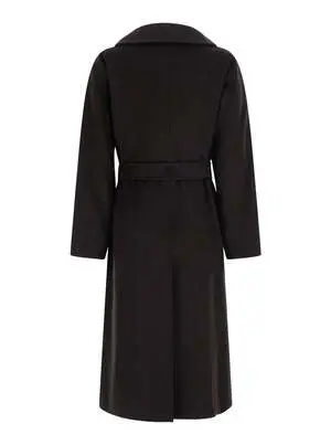 Max Mara Manuela' Brown Coat With Wide Notched Revers And Waist Belt In Wool For - Multicolor