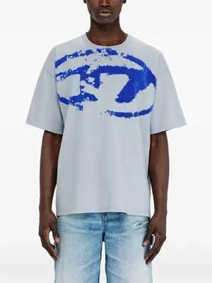 DIESEL® Distressed-effect T-shirt With Flocked Logo - Gray