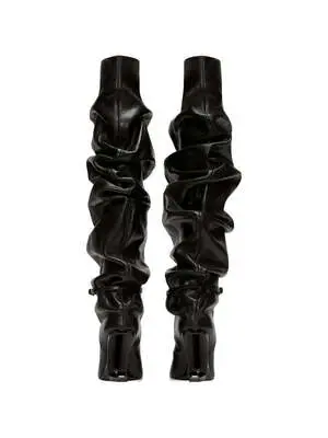 Balmain Textured Leather Thigh-high Boots With Tassels