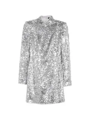 Balmain Sequin-embellished High-neck Mini Dress - Silver