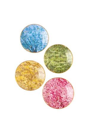 TANIA BULHÕES Bread Plate Arvores Do Brasil Set Of Four - Yellow
