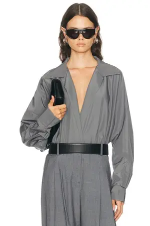 Norma Kamali Oversized Bodysuit In Grey